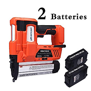 BHTOP Cordless Nailer & Stapler- 2 in 1 18Ga Heavy Tool with 18Volt 2Ah Lithium-ion Rechargeable Battery Air Cylinder Power Nail Gun 2 Batteries