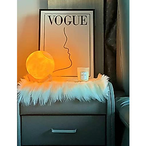 OKAYDA Faux Fur Sheepskin Chair Cover Square Seat Cushion Pad Super Soft Area Rugs for Living Bedroom Sofa (18 * 18in, White)