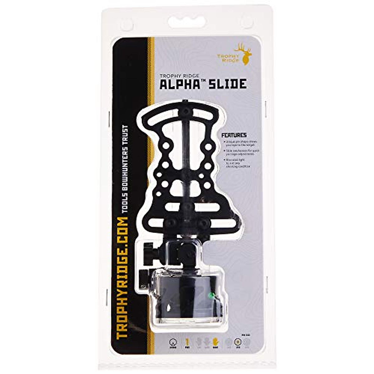 Trophy Ridge Alpha Slide Archery Bow Sight - A-Shaped .019” Single Pin Sight for Unbeatable Visibility, Right Hand