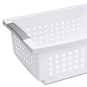 Sterilite Medium Sized Multipurpose Stackable Storage Basket Bin with Flip-Down Rails for Home and Office Organization, White (20 pack)