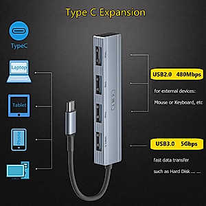 TargetGo USB C Hub with 4 Ports, Aluminum Type USB C to USB 3.0 Adapter for iPhone 15, Laptop, MacBook Pro/Air, iPad Pro, Chromebook, Pixelbook, XPS, Galaxy S10+/S10/S9/S8...