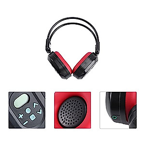 Lurrose Foldable Wireless Headphone Portable FM Stereo Headset Radio Headphones for Mowing, Jogging, Walking, Daily Works (Black Red)
