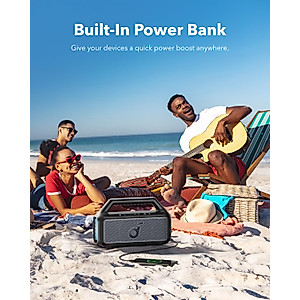 Soundcore Boom 2 Outdoor Speaker, 80W, Subwoofer, BassUp 2.0, 24H Playtime, IPX7 Waterproof, Floatable, RGB Lights, USB-C, Custom EQ, Bluetooth 5.3, Portable for Outdoors, Camping (Renewed)