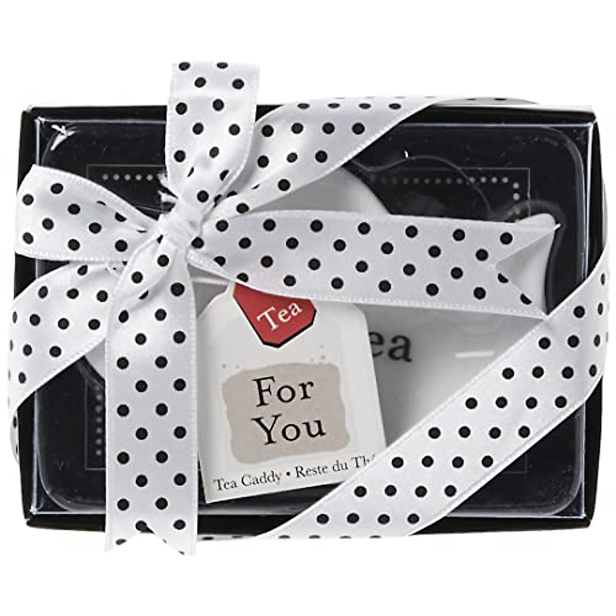 Swee-Tea Ceramic Tea-Bag Caddy in Black & White Serving-Tray Gift Box