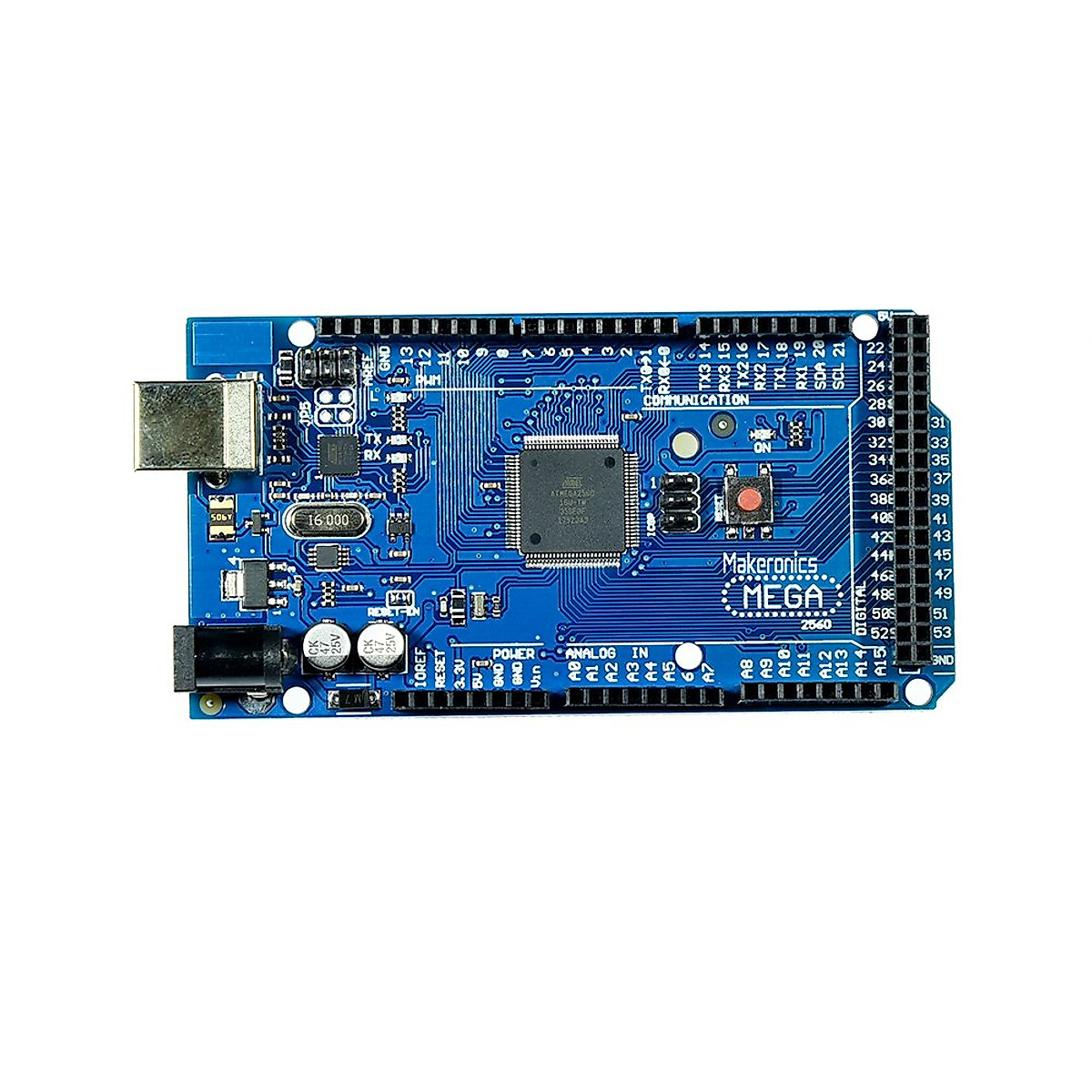 Makeronics Microcontroller Board and RAB 7-in-1 Breadboard Holder with USB Cable Compatible with MEGA 2560 R3 ATMEGA16U2 and Arduino IDE