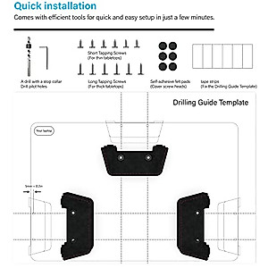 KUSOVILI Under Desk Laptop Holder with Screw, Full Coverage Soft Felt Laptop Metal Mount, Under Desk Bracket, Compatible with Apple MacBook Pro, Surface, Keyboard, Router, DVD Player and More