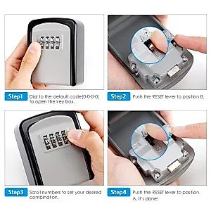 Key Lock Box, Upgraded Lockbox for Keys Outdoor, Key Safe Box, Weatherproof 4 Digit Combination Key Storage Lock Box, 5 Keys Capacity Lockbox with Removable Shackle for Indoor Outdoor, 3.66inch