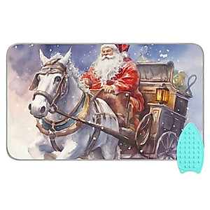 GOODOLD Watercolor Santa Claus Ironing Mat Portable Travel Ironing Pad for Washer,Dryer,Table Top, Iron Board Alternative Cover, Large Heat Resistant Ironing Blanket