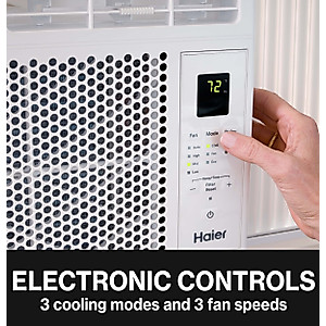 Haier Electronic Window Air Conditioner 6000 BTU, Efficient Cooling for Smaller Areas Like Bedrooms and Guest Rooms, 6K BTU Window AC Unit with Easy Install Kit, White