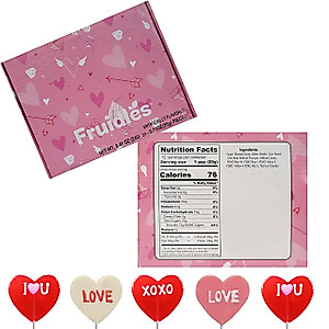 Fruidles Valentine's Day Lollipop Sucker, Red Lips, Be Mine & Love You Heart Suckers, Individually Wrapped (24-Pack)