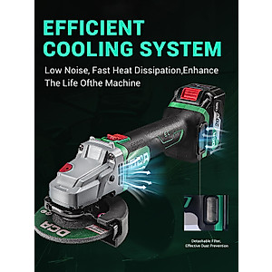 DCA Cordless Angle Grinder 20V 4-1/2 inch, 4.0Ah Battery & 2A Fast Charger, 8500RPM Brushless Motor, Power Angle Grinder with Cutting & Grinding Wheels, Flap Discs for Wood Metal & Rust Removal