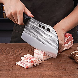 TJ POP Meat Cleaver 6.6 inches, Ultra Sharp Chinese Cleaver Knife, Full-tang Chopping Knife 30Cr13 Steel Blade Thickness 2.2 mm, Classic Manual Forging Series HP01008