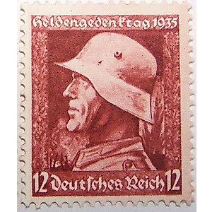 RARE ORIGINAL NAZI STAMP w SOLDIER in EARLY STEEL HELMET! Please Read History (2 COLORS AVAILABLE)