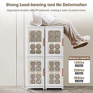 PIBEIBUK 3-Tiers Slim Bathroom Storage Cabinet, Plastic Narrow Storage Organizer with Doors and Shelves, Movable Waterproof Bathroom Floor Cabinet for Small Spaces, Kitchen, Laundry, Office, Bedroom