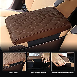 Dewkou 1 Pack Auto Center Console Pad, Memory Foam Car Leather Arm Rest Covering, Universal Waterproof Armrest Box Booster Pad, Anti-Scratch Cover for Car Armrest Box, for Most Vehicle (Coffee)