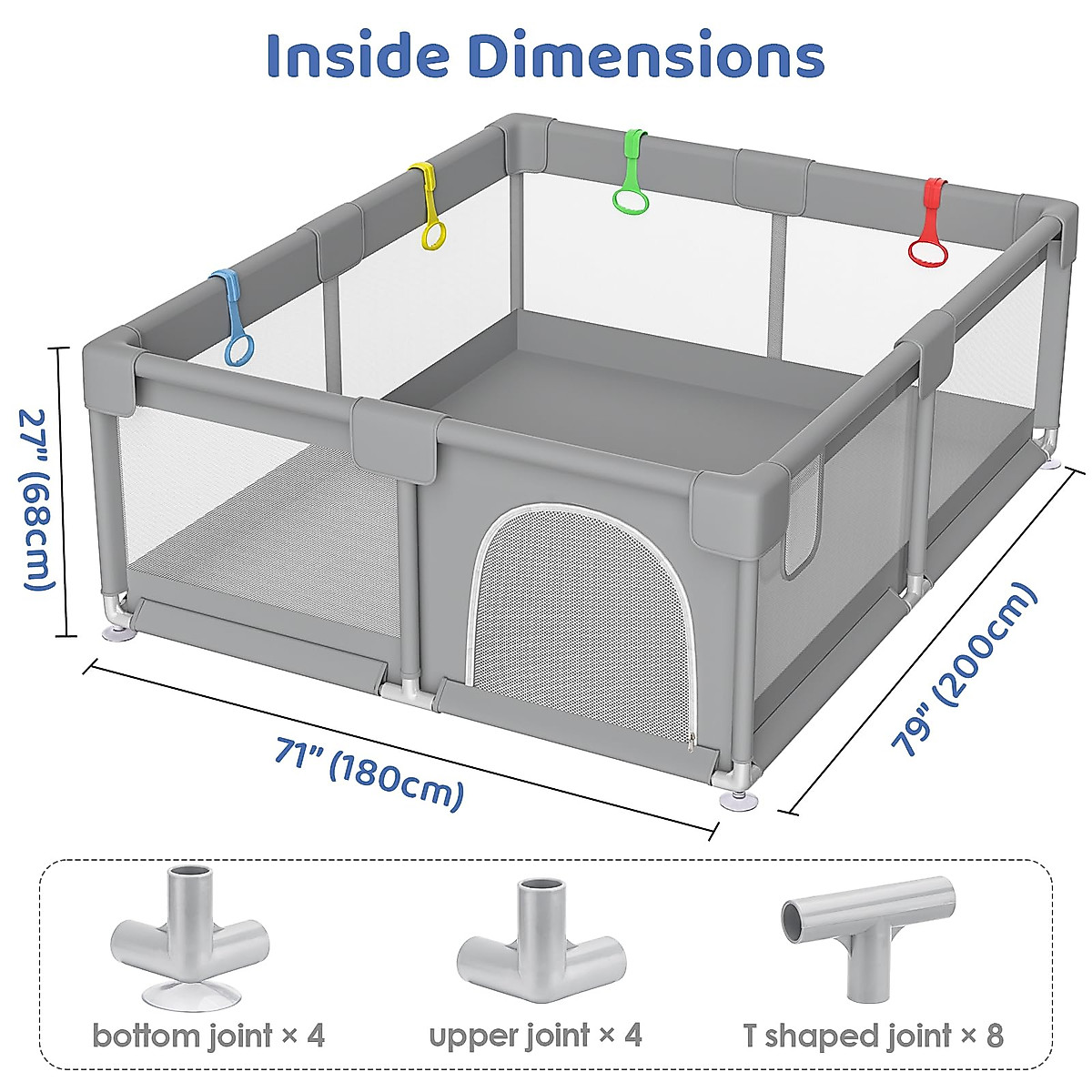 79" ×71" Extra Large Baby Playpen, Big Play Pens for Babies and Toddlers, Gap-Free, Climb-Proof Baby Playards for Indoor Fun, Baby Gate Playpen with Zippered Door and Storage Bag