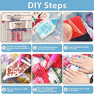 hkejoi Stitch Diamond Painting Kits,Stitch Diamond Art Kits 4 Pack,DIY 5D Stitch Diamond Painting 4 Pack,Home Wall Decor and Gifts 12x16in