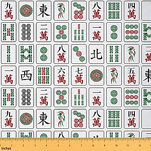 Feelyou Chinese Game Fabric by The Yard 1 Yard Mahjong Upholstery Fabric for Chairs for Luxury Game Playing Waterproof Outdoor Fabric Travel Reupholstery Fabric Decor