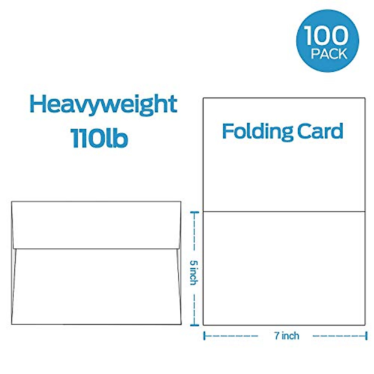 Ohuhu Blank White Cards and Envelopes 100 Pack, 5 x 7 Heavyweight Folded Cardstock and A7 Envelopes for DIY Christmas Greeting Cards, Wedding, Birthday, Invitations, Thank You Cards & All Occasion