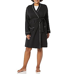 Amazon Essentials Women's Lightweight Waffle Mid-Length Robe (Available in Plus Size), Black, X-Large