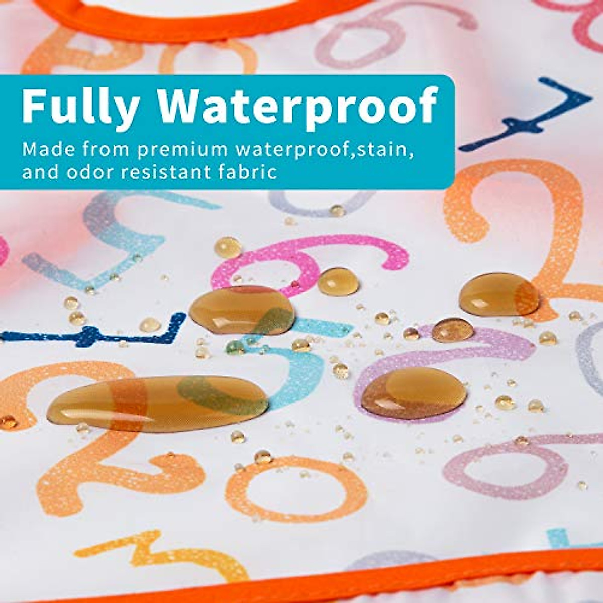 3 Pcs Waterproof Baby Bibs | Long Sleeves Weaning Smock Bib with Food Catcher Pocket for Toddler Eating | Baby Led Weaning | Full Cover Wearable Sleeved Bibs Shirt Apron Set | 6-24 Months