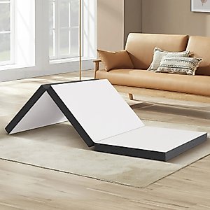 Dlewmsyic Tri-Fold Mattress, Folding Gel Memory Twin Mattress, CertiPUR-US Portable Mattress Topper with Washable Cover-Medium Firmness, for Travel, Camping, Sleepovers (Twins)