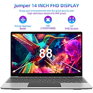 jumper Laptop 14 Inch, Intel Celeron J4105 CPU(Up to 2.5GHz), 12GB LPDDR4 RAM, 256GB SSD Laptops Computer, FHD 1920x1080 Display. (RAM:12GB, SSD:256GB)