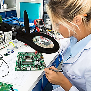 Bemelux LED Magnifying Lamp with Clamp, 5 Inch Magnifier Glass Lens, Metal Swing Arm Dimming 1200 Lumens Lighted Magnifying Desk Lamp for Crafts, Bright 60PCS LEDs - 2.25X Magnification(Black)