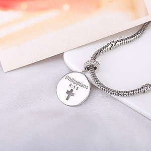 AMATOLOVE Religious Charm I Can Do All Things Through Christ 925 Sterling Silver Charms for Bracelets Christmas Gifts