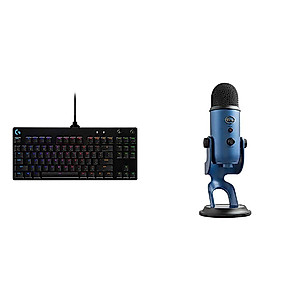 Logitech G PRO Mechanical Gaming Keyboard with Blue Yeti USB Microphone, Midnight Blue (Renewed)