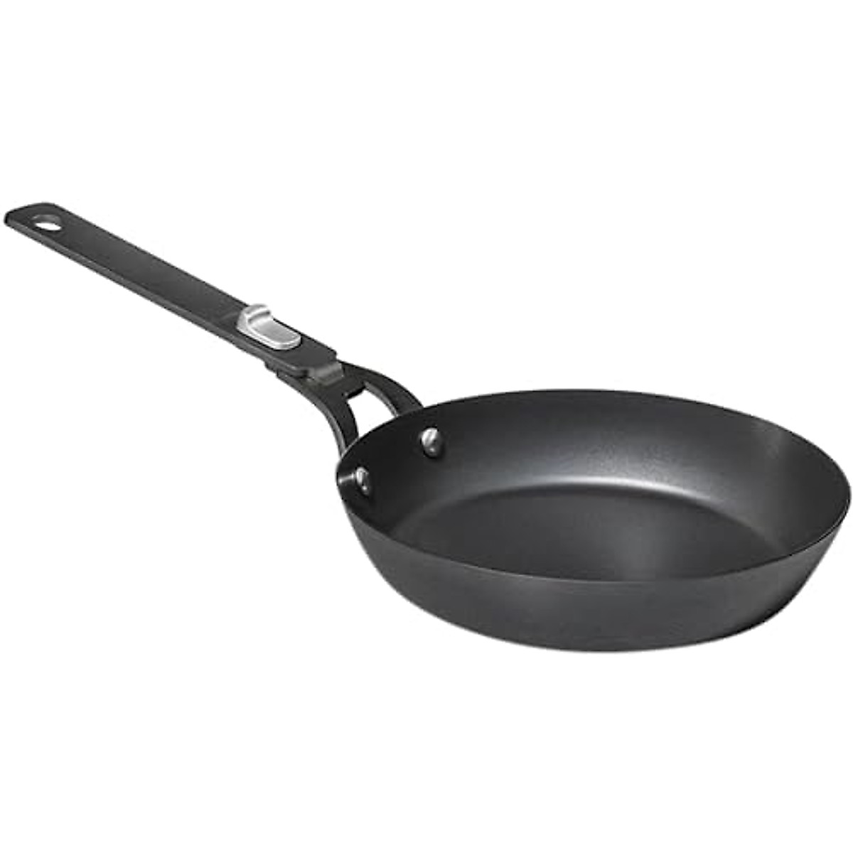 OXO Outdoor Pre-Seasoned Carbon Steel 8" Frying Pan Skillet, Detachable Handle for Easy Storage, Indoor Use, Nonstick with Use, Induction Suitable, Oven & Broiler Safe,Browning, Grill,Sear,Saute,Black