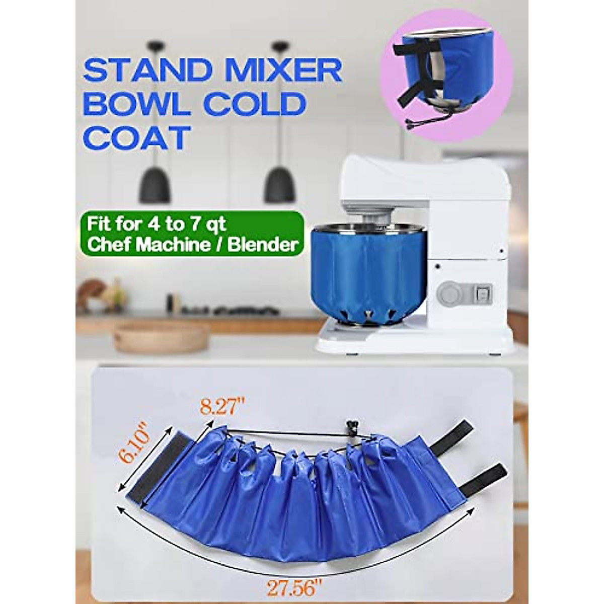 Resuable Ice Bag Ice Pack Used For Kitchen Stand Mixer Electric Stand Mixer Baking Mixer Between 4 And 7 Qt To Cool Down Food, Loose And Tight Can Be Adjusted According To The Size Of Mixer