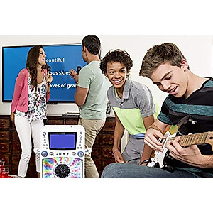 Singing Machine STVG785BTW Bluetooth Karaoke Machine with Disco Lights, White.