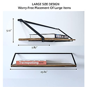 ARTLUO Shelves for Wall Decor Set of 2，24 Inch Floating Wall Shelves，Floating Book Shelves for Wall，Natural Wood Floating Shelves，Wall Mounted Bookshelf，Wall Shelves for Bedroom，Living Room，Bathroom