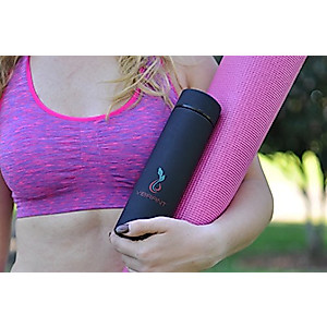 VIBRANT ALL IN ONE Travel Mug - TEA INFUSER Bottle WITH 2 PIECE EXTRA-LONG STEEPER STRAINER MESH FILTER - HOT COFFEE THERMOS - Cold FRUIT INFUSED Water LEAK PROOF Double wall Stainless Steel 16.9 oz