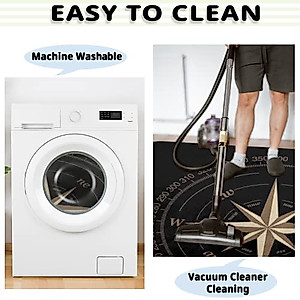 Compass Rose Area Rug, 5'x7', Artwork Black Washable Indoor Outdoor Rug Carpet Door Mats for Front Porch, Patio, Kitchen, Farmhouse, Entryway, Living Dining Room