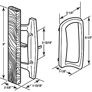 Prime-Line C 1204 Sliding Glass Door Handle Set – Replace Old or Damaged Door Handles Quickly and Easily – White Diecast, Mortise/Hook Style, Fits 3-15/16 In. Hole Spacing (1 Set)