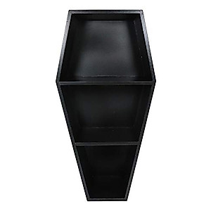 Ebros Gothic Graveyard Creepy Oddity Light Duty Black Coffin Casket Shelving Display Wall Hanging Floating MDF Wood Shelf with 3 Tiers 19.5" Tall 9.5" Wide Dead Alchemy Home Office Room Accent