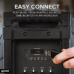 Gemini Sound AS-10TOGO - 1000W Peak Active Bluetooth® PA Speaker, 10” Woofer, Trolley Handle and Wheels, Long-Lasting Battery Powered, Wireless Mic, Echo for Karaoke, Perfect for Tailgates