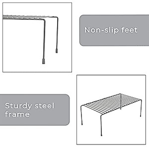 Smart Design Classic Storage Shelf – Set of 6, Large (8.5 x 16 in.), Charcoal Gray – Sturdy Steel Pantry Organizer with Rust-Resistant Finish and Non-Slip Feet for Easy Home Organization and Storage