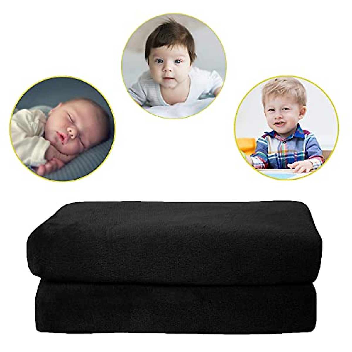 Pro Goleem Fleece Baby Blanket with 2 Inch Satin Trim Soft Anti-Static Plush Blanket for Boys and Girls Christmas Baby Gifts for Babies Black 30x40 Inch