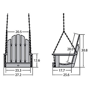 highwood AD-SW2CW23-WHE Classic Westport Adirondack Single Seat 1-Person Porch Swing, White