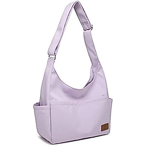 MYHOZEE Purple Canvas Tote Bag for Women - Durable, Lightweight, Large Capacity with Multiple Pockets, Adjustable Wide Shoulder Strap, Stylish and Versatile