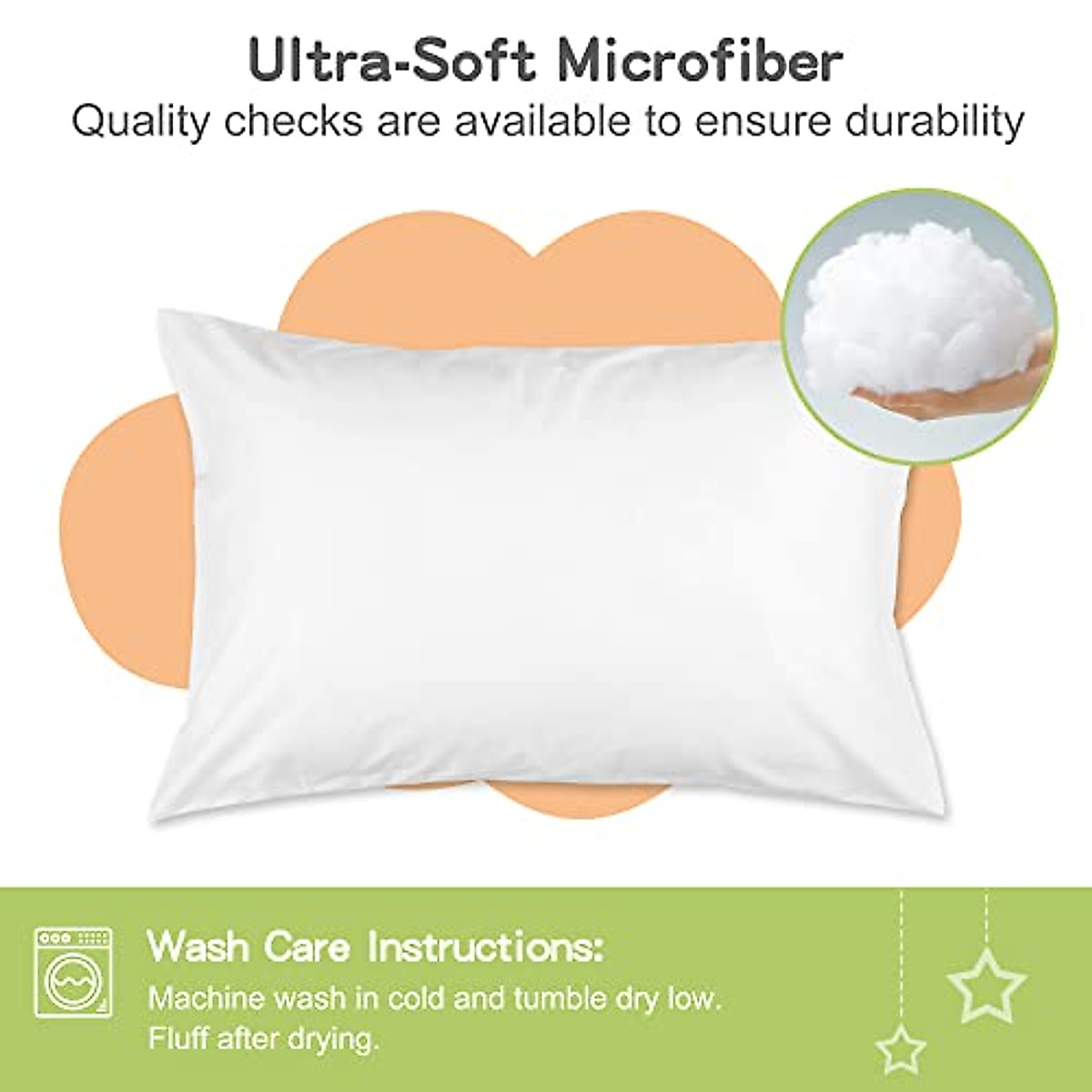 Toddler Pillow with Pillowcase 2 Pack,13X18 Soft Baby Pillows for Sleeping, Machine Washable Kids Pillow with Cotton Pillowcase, Perfect for Travel, Toddlers Cot (Dinosaur)