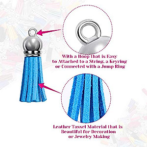 Tassels, Cridoz 200pcs Leather Keychain Tassels Bulk for Crafts, Keychains Supplies, Acrylic Keychain Blanks, Charms, Earrings, Bracelets and Jewelry Making (40 Colors)