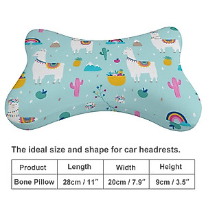 MZERSE Car Neck Pillow 2 Pieces Travel Pillow Compatible with Cute Cactus Blue Sky Rainbow Llama Alpaca for Head Rest Neck Support Head Cushion Support for Car Seat Airplanes Sleeping