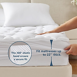 Cozylux Twin XL Cotton Mattress Pad Deep Pocket Quilted Mattress Cover Extra Long for College Dorm PillowTop Mattress Protector Up to 20", Fitted Sheet Mattress Cover, 39x80 inches, White