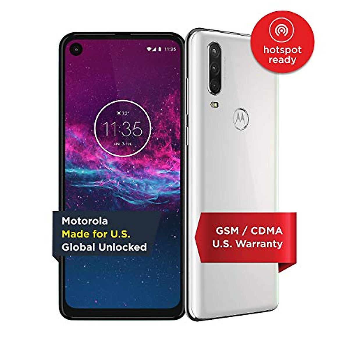 Motorola One Action | Unlocked | Made for US by Motorola | 4/128GB | 16MP Camera | White