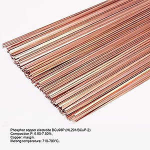 HIMNA PETTR Brass Welding Rod, Phosphorus Copper Electrode Welder Wire, Brass Welding Brazing Rods Have Good Fluidity and Can Flow into Joints with Small Gaps.