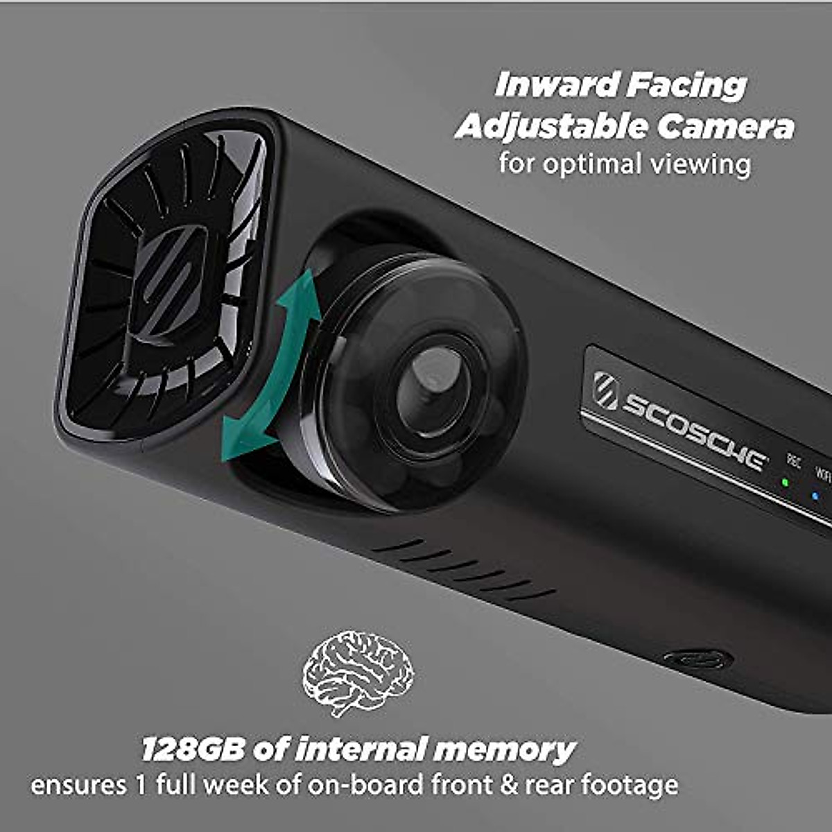 Scosche NEXC2128-XCES0 Full HD Two-Way Smart Dash Cam Powered by Nexar with Suction Cup and 128GB Memory